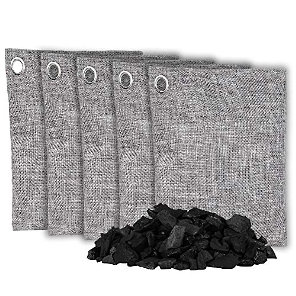 OLIVIA & AIDEN Bamboo Charcoal Air Freshening Bags - Air Freshener Large 200g - 5 Pack | Odor Eliminator and Moisture Absorber | Car Deodorizer - Closet and Room Air Freshener