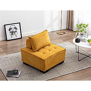 JURMALYN Square Modular Sectional Sofa Couch, Free Combination Sectional Sofa Modern Floor Single Chair with Two Removable Back Cushions Foor Tofu Sofa Small Single Couch for Bedroom and Corner Yellow