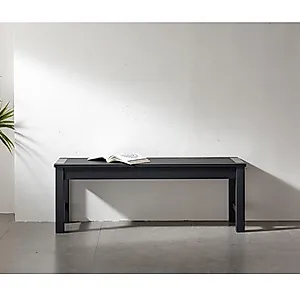 Psilvam Knight Bench, Two Person Outdoor Poly Lumber Patio Backless Bench, Weatherproof Garden Bench That Never Rot and Fade, Suit for Garden, Porch and Park (Black)