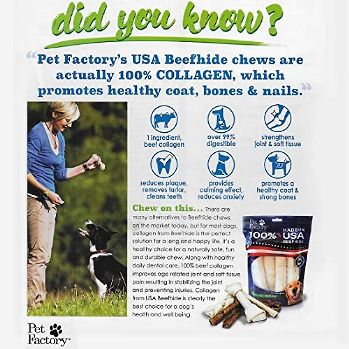 Pet Factory American Beefhide 5" Twist Sticks Dog Chew Treats - Natural Flavor, 1 lb