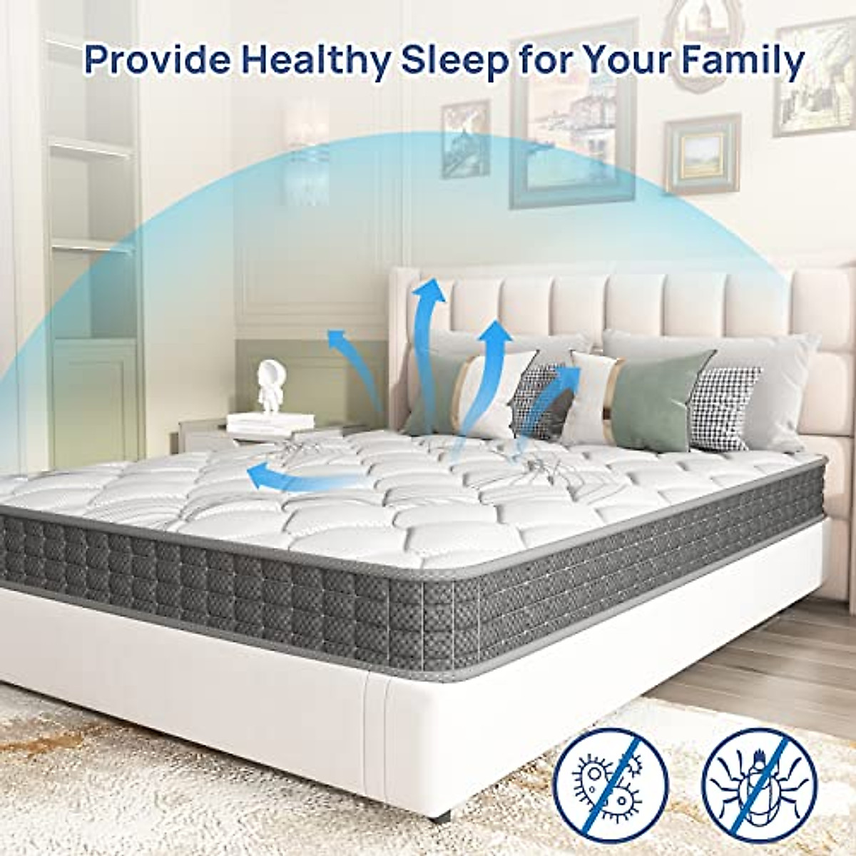 GOJEF Twin Mattress, 8 Inch Hybrid Mattress Twin Size, Memory Foam Mattress in a Box with Breathable Fabric & Supportive Steel Spring Coils, CertiPUR-US Certified & 100 Nights Trial