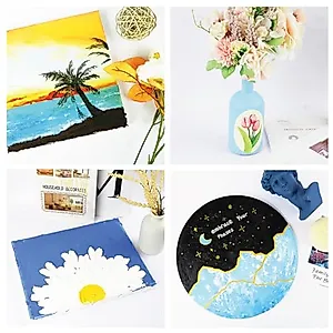 Acrylic Paint Set 24 Colors Craft Paints in Tubes with 10 Art Brushes Rich Pigment for Artists Beginners Kids Painting on Canvas Wood Fabric Crafts, 36ml/Tube