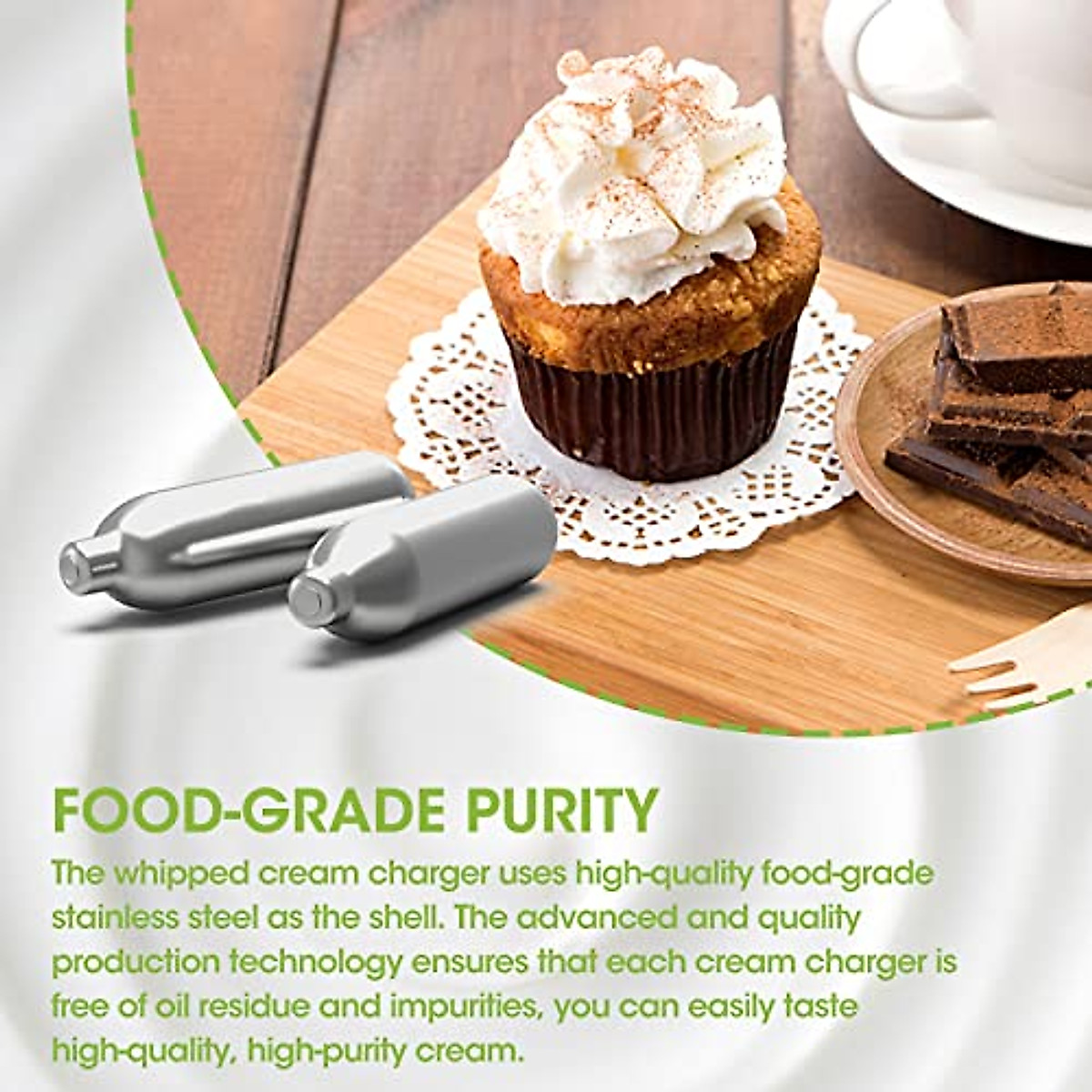 Whipped Cream Chargers N2O Nitrous Oxide 8-Gram Cartridge for Whipper Whipped Cream Dispenser (50 Packs)