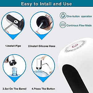 2020 Water Bottle Pump, USB Charging Automatic Drinking Water Pump for Universal 2-5 Gallon Jugs, Portable Electric Water Dispenser for Home Kitchen Office Camping