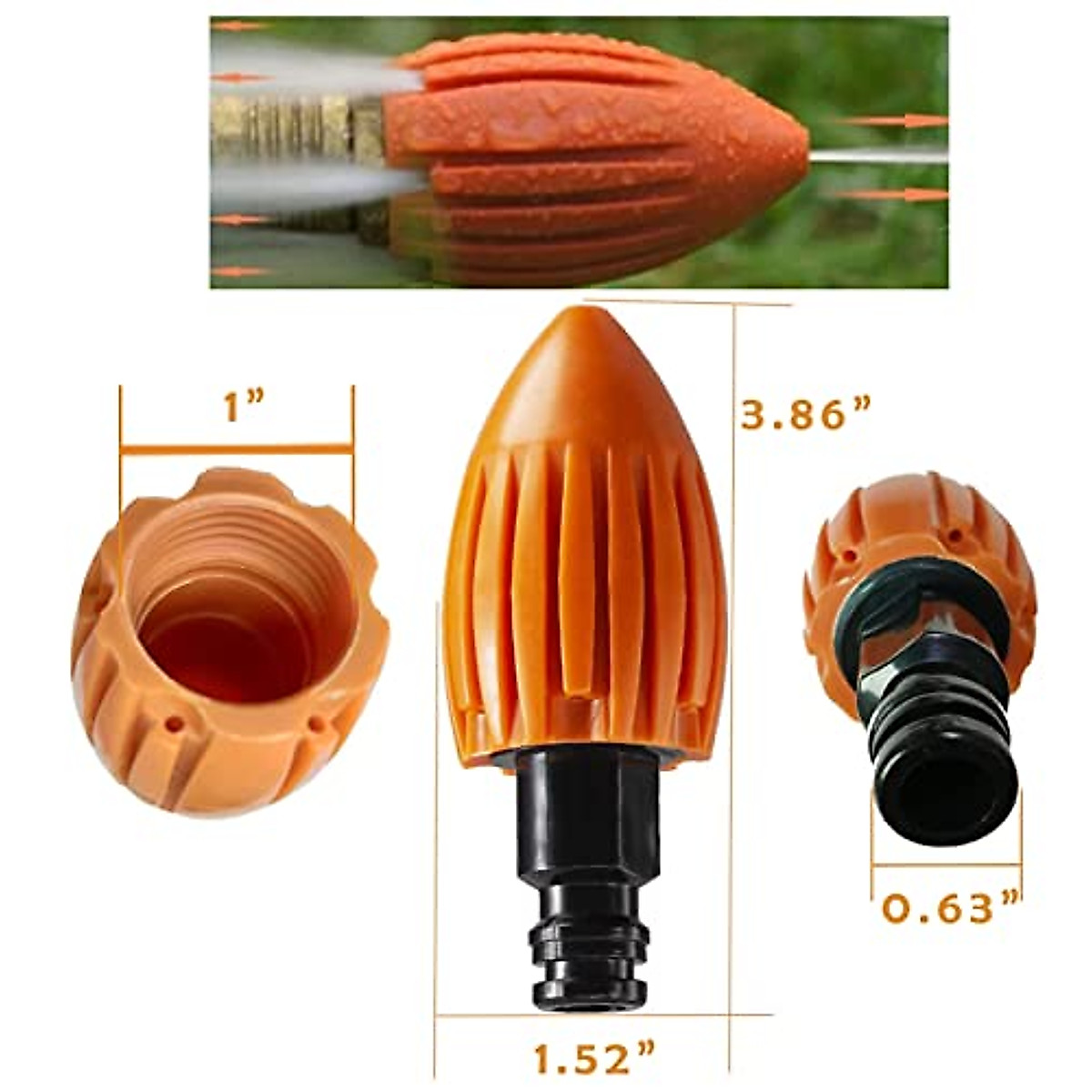 Beduan Sewer Jet Nozzle Pressure Washer Quick Connector Cleaning Tool Water Rocket for Gutter Drain Pipe