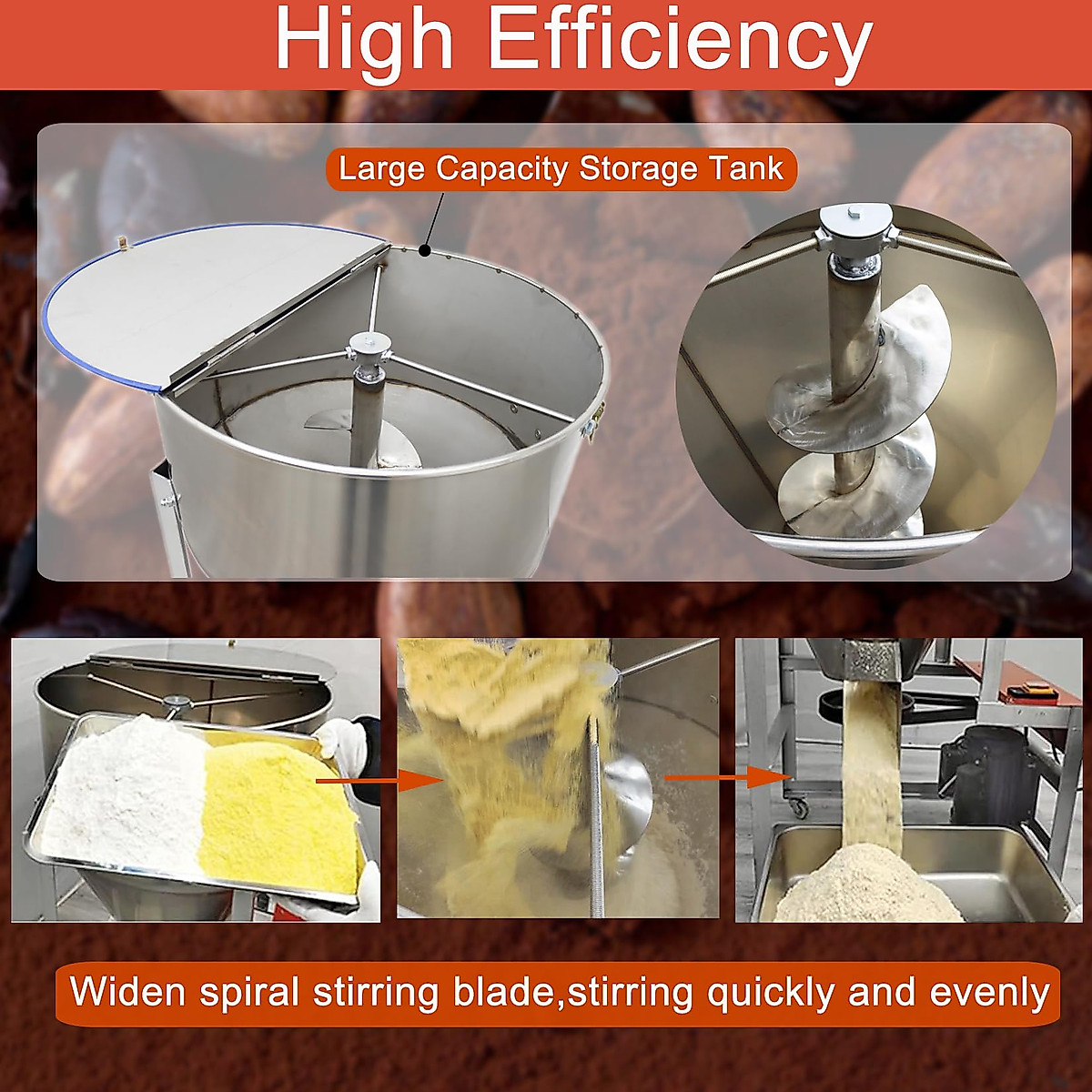 HayWHNKN Dry Powder Mixer Blender Feed Mixing Machine 165lbs Dry&Wet Powder Mixer Particle Granule Blender Stainless Steel 110V 3KW