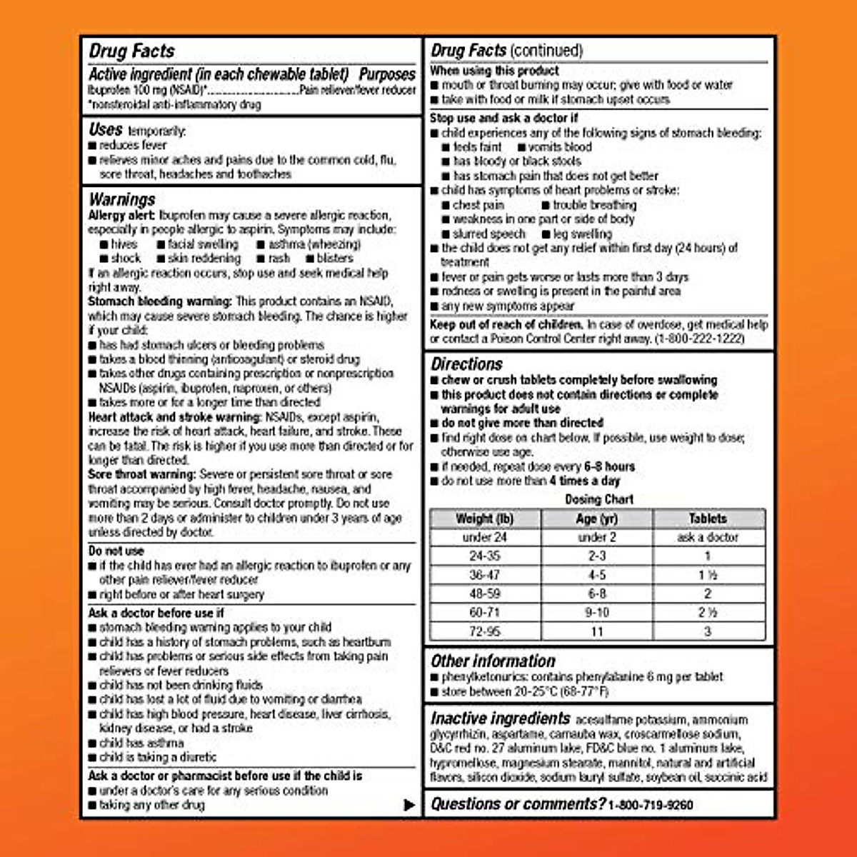 Amazon Basic Care Children's Ibuprofen Chewable Tablets, 100 mg, Grape Flavor, Pain Reliever and Fever Reducer, 24 Count