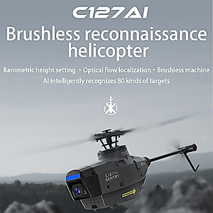 Minden RC Plane Model, C127AI 2.4G 4CH Remote Control Airplane, Single-Rotor Brushless Without Aileron, (RTF Version/Black)