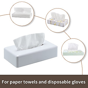 Y-in Hand Tissue Box Cover, Rectangular White Wall Mounted Facial Paper Holder Dispenser, Prefert for Storage on Bathroom Vanity, Kitchen, Night Stand, Countertops Office and Car.