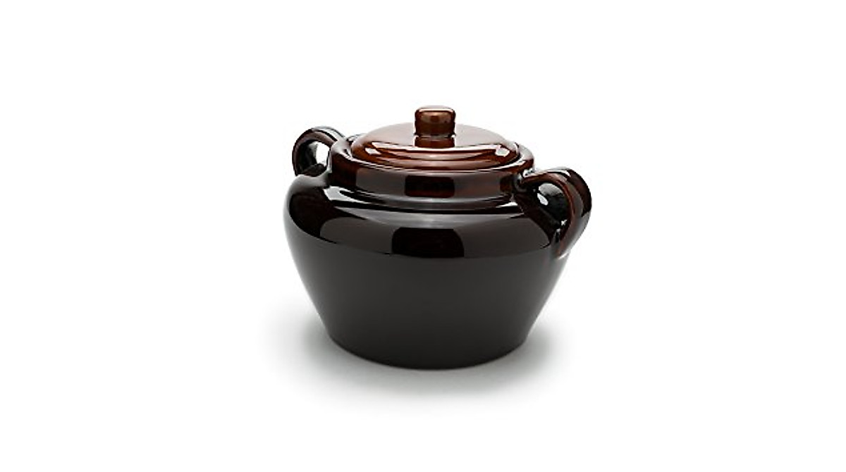 Fox Run Stoneware Bean Pot 9.75in Brown for Cooking & Serving
