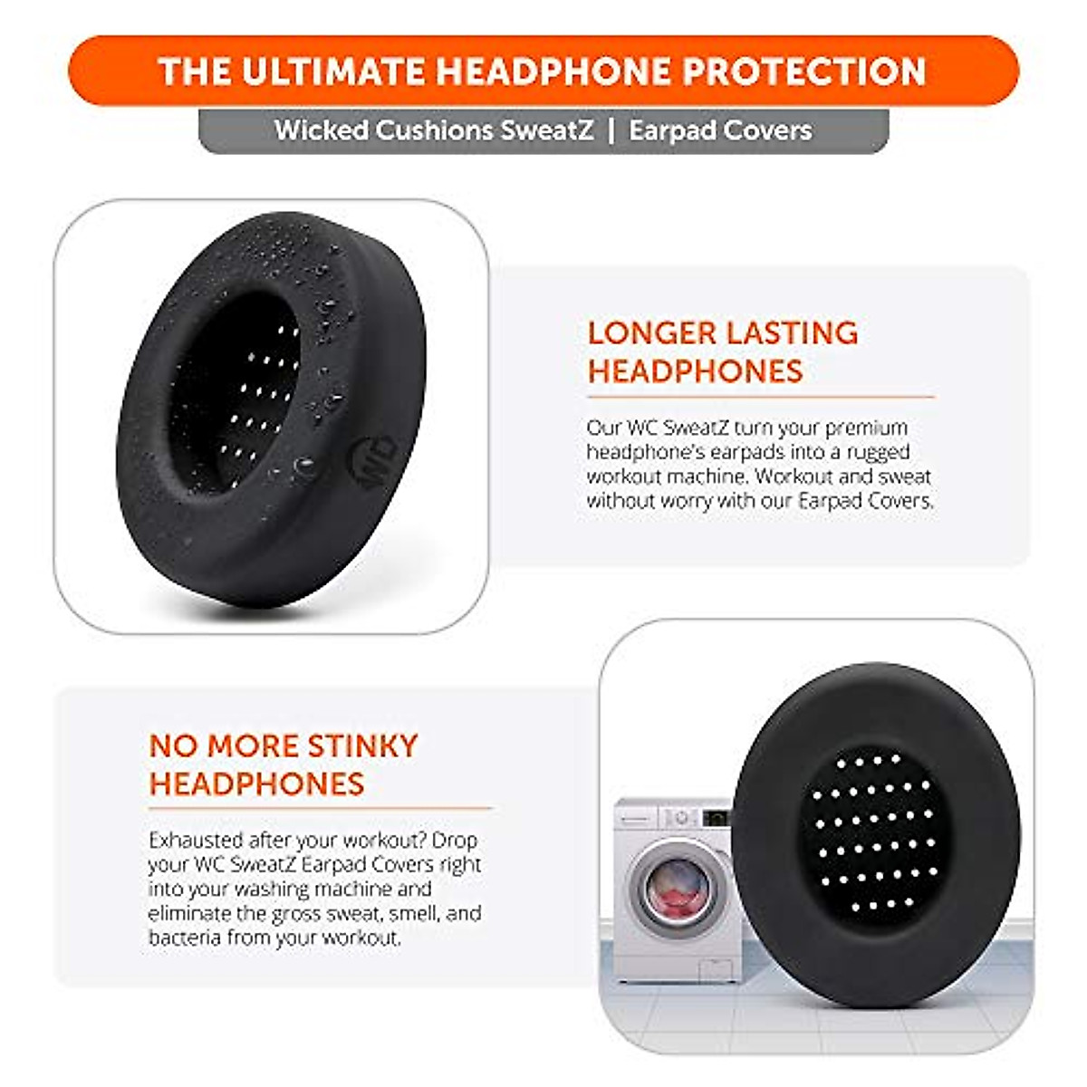 WC Earpads and SweatZ Protective Ear Covers Compatible with Beats Studio 2 & 3, Wired and Wireless | Not for Beats Solo | Black & Black