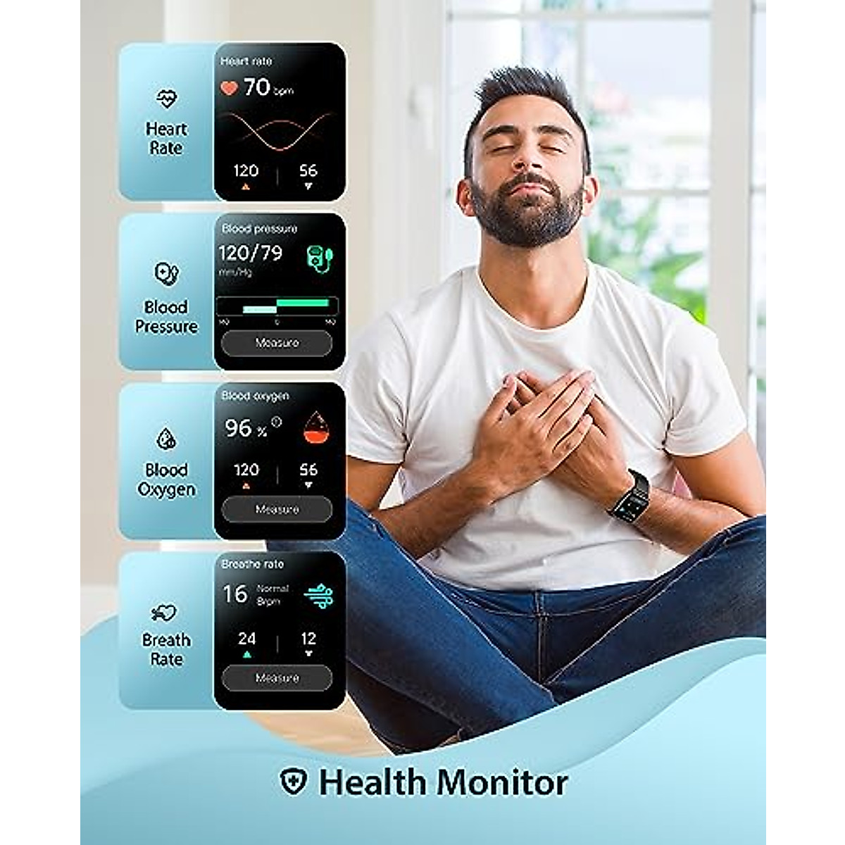 EGQINR Smart Watch, 1.78" AMOLED 368 * 448 HD Screen, 69 Sports Modes Fitness Tracker with Heart Rate, Blood Oxygen, Sleep, IP68 Waterproof Smartwatch with Bluetooth Call for Android iOS