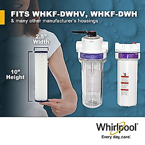 Whirlpool 2.5"x10" Sediment Water Filter Replacement Cartridge WHKF-WHPL, NSF Certified 30-Micron Rating Protects Home Appliances, Fits Whole House Filtration Housings WHKF-DWHV and WHKF-DWH, 2-Pack