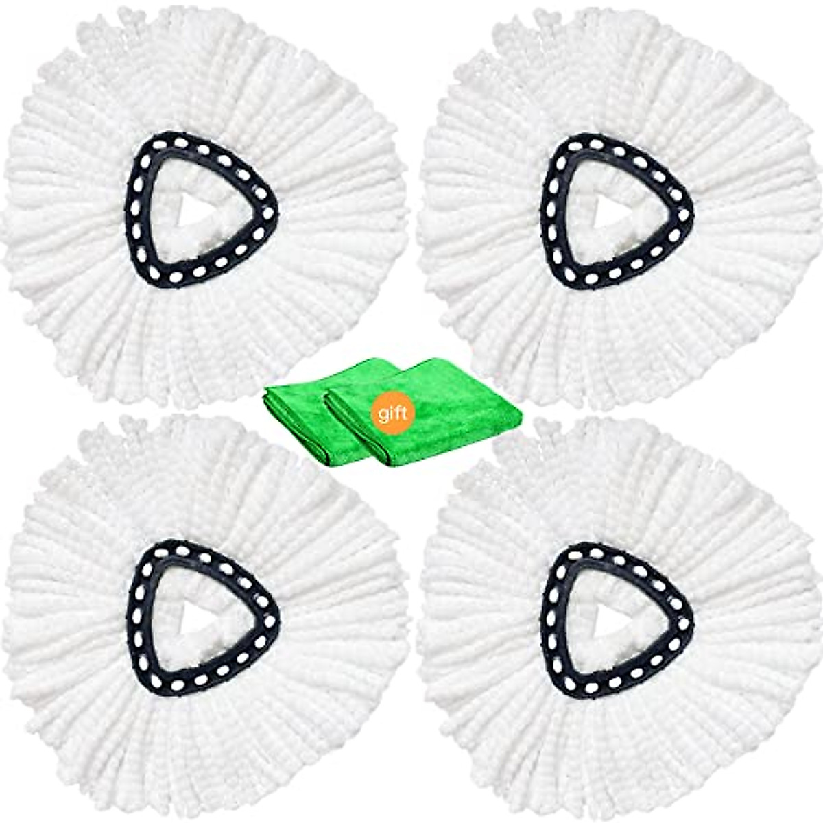 Zen Lyfe 4 Pack Spin Mop Replacement Head Microfiber Mop Head Refills Spin Mop Refills Easy Cleaning Mop Head Replacement Includes 2 Microfiber Cloths