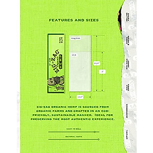 Zig Zag Rolling Papers Organic Hemp 1 1/4 Size Unbleached Vegan Rolling Papers - Sustainable and Eco-Friendly Paper for Everyday Use (6 Packs)