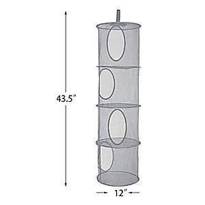 Libeder Mesh Hanging Storage Space Saver Bags Organizer,Foldable Storage Organizer 4 Compartments Toy Storage Basket for Kids Room Bathroom 2 Sets Grey