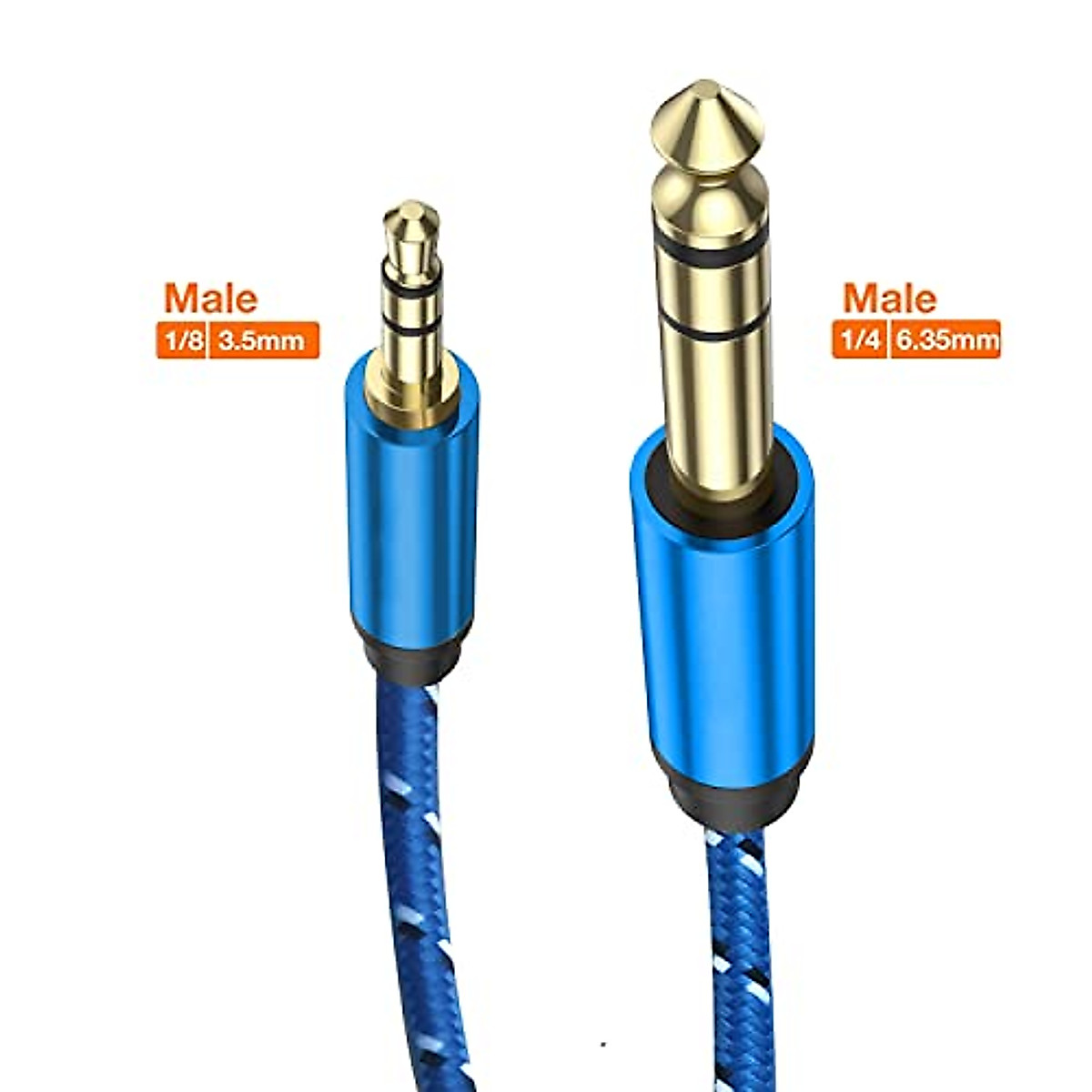 1/4 inch to 3.5mm Stereo Audio Cable, 6.35mm to 3.5mm Headphone Adapter, 1/4 to 1/8 Male to Male Aux Cord, 3.3ft (1m) Long, for Guitar, Cellphone, Laptop, Switch, Home Theater Devices (3.3ft)