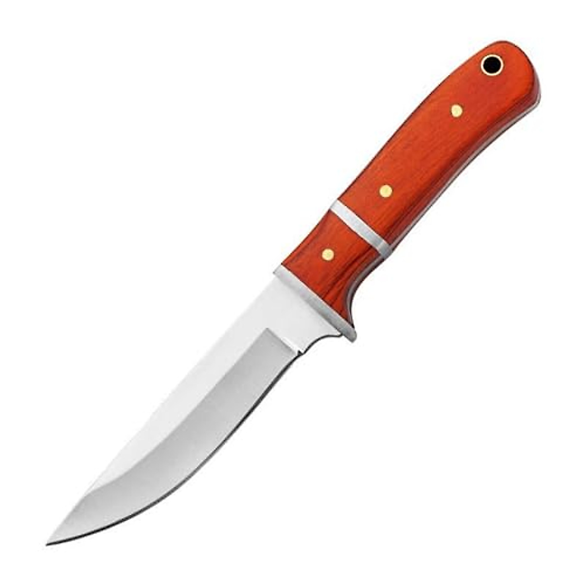 10MOONS 6.3-Inch Fixed Blade Bushcraft Knife with Leather Sheath, Stainless Steel Blade and Log Handle, for Hunting Camping Hiking Survival and Cutting Meat Fruit Vegetable