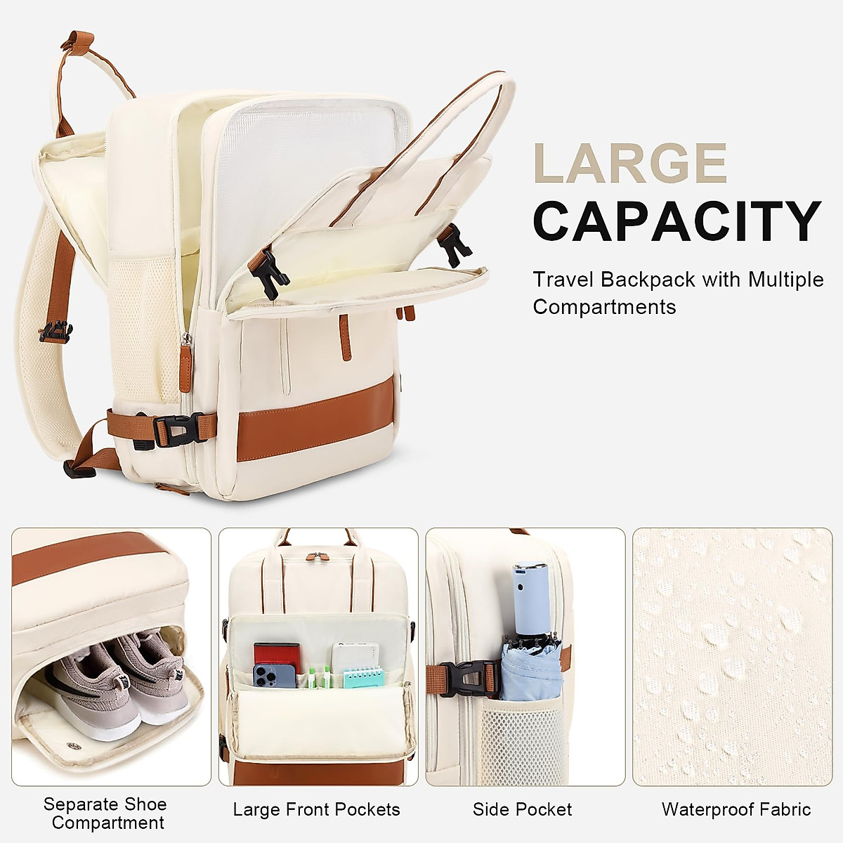 ACESAK Large Travel Backpack for Women Men - 40L Carry On Backpack Airline Approved Personal Item Bag for 15.6 Inch Laptop Backpack, Hiking Waterproof Outdoor Sports Casual Daypack Travel Essentials