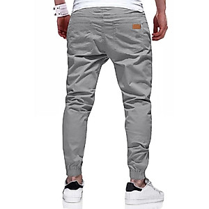 JMIERR Mens Casual Joggers Pants - Cotton Drawstring Chino Cargo Pants Hiking Outdoor Twill Track Jogging Sweatpants Pants with Pockets for Men, US 40(2XL), C Light Grey