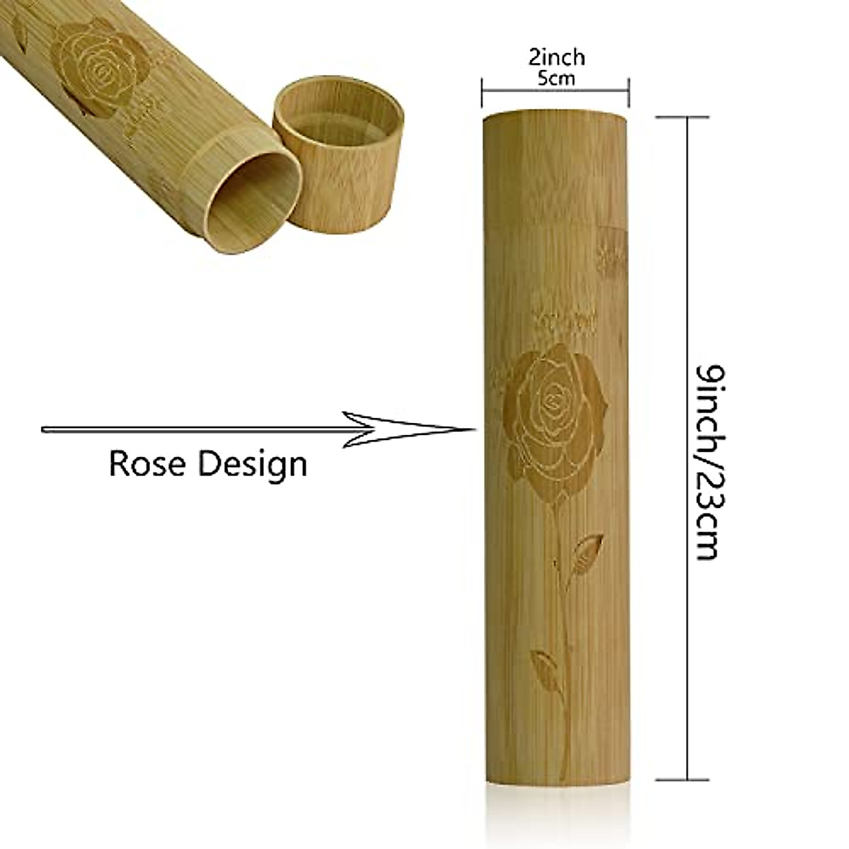 Set of 2 Eco Bamboo Scattering Urn Tube for Human-Pet Ashes, Small Urns for Human Ashes, Mini Biodegradable Spreading Urns for Adult Ashes Male Female Dog(9" x2”)