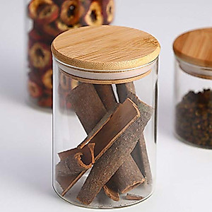 14oz/400ml Clear Glass Food Storage Containers Set Airtight Food Jars with Bamboo Wooden Lids Kitchen Canisters For Sugar, Candy, Cookie, Rice and Spice Jars - Set of 12
