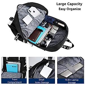 QHRIDS Fashion Laptop Backpack 15.6 Inch with USB Charging Port Travel Outdoor Casual Daypacks Sports Bag College Large Backpacks for Women Men