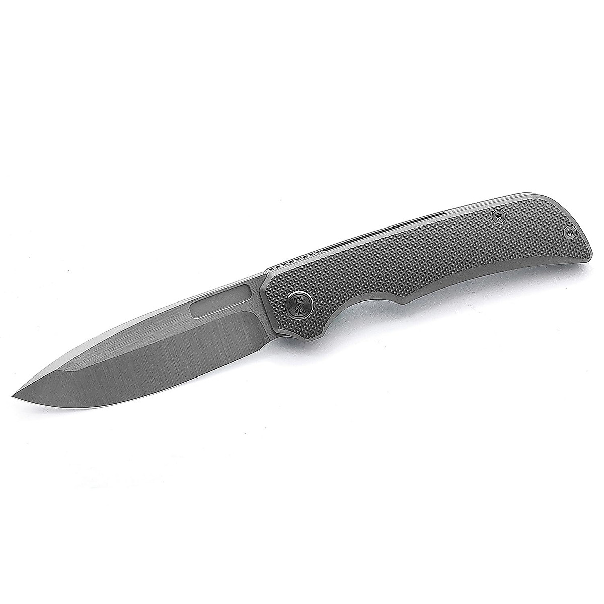 Miguron Knives M Mero Front Flipper Folding Knife 3.65" M390 Hand Hollow Ground Rubbed Satin Blade Sandblasting Titanium Handle Pocket Knife MGR-615GY