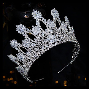 Jorsnovs Luxury Cubic Zirconia Tall Wedding Bridal Tiaras Birthday Crown Large Quinceanera Hair Accessories for Women Bride