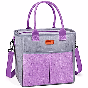 FITHOME Insulated Reusable Lunch Bag for Women/Men, Adult Thermal Tote Lunch Bag with Adjustable Crossbody Strap, Portable Leakproof Cooler Bags for Work/Picnic/Travel