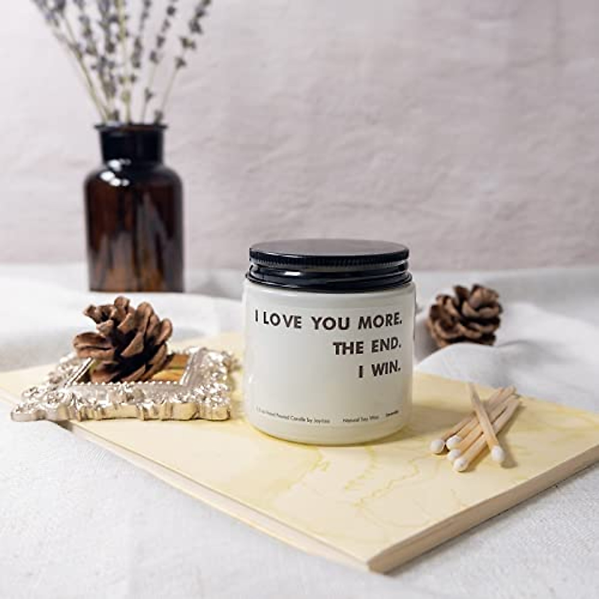 I Love You More The End I Win– Lavender Candle Gifts for Boyfriend Girlfriend Family, Unique Christmas Birthday Wedding Gift, Husband Wife Gift for Anniversary Valentines (3.5oz)