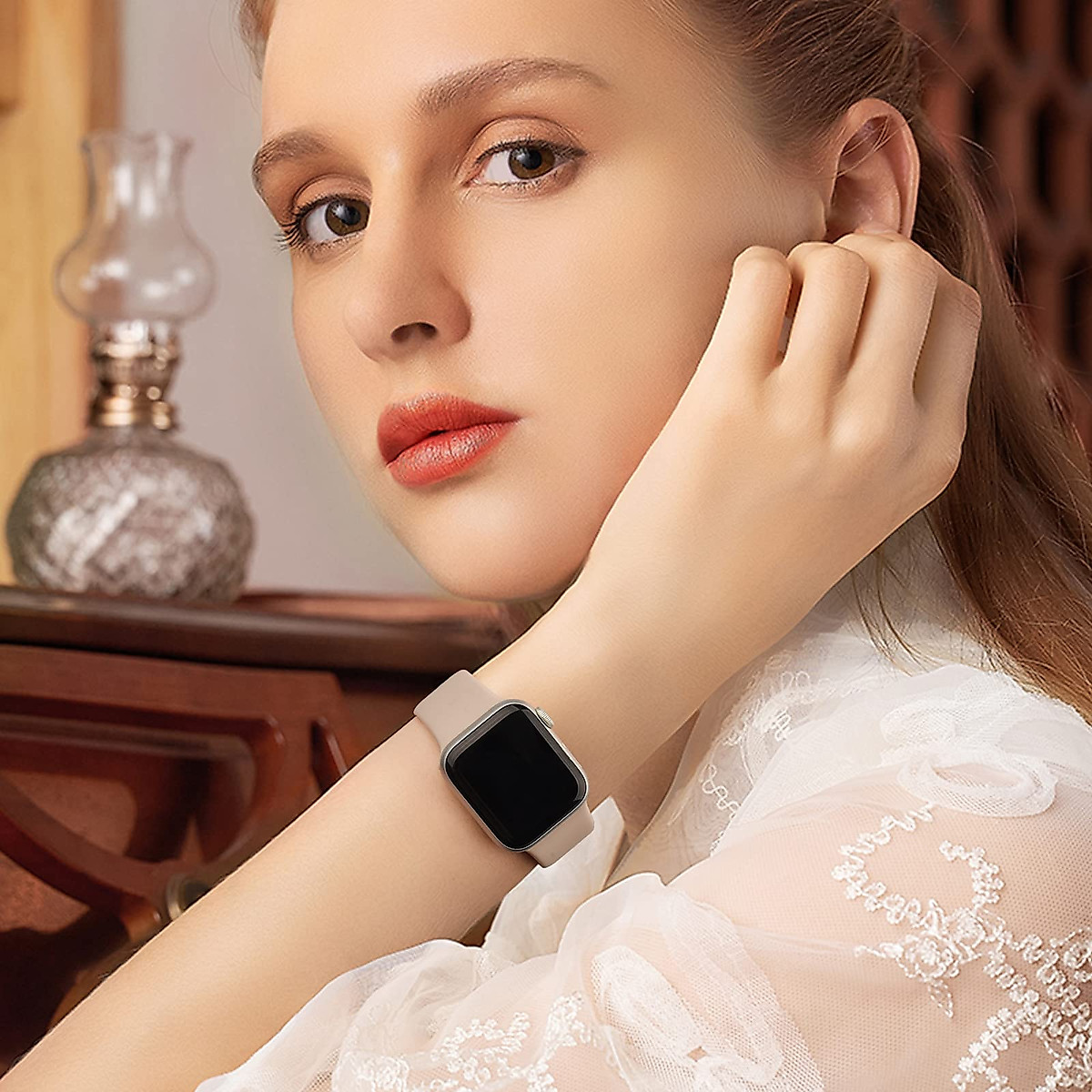 Sport Bands Compatible with Apple Watch Band 41mm 40mm 38mm, Silicone Waterproof Strap for Apple Watch SE2 SE Series 10 9 8 7 6 5 4 3 Women Men, Beige, 38/40/41/42mm(Series 10)