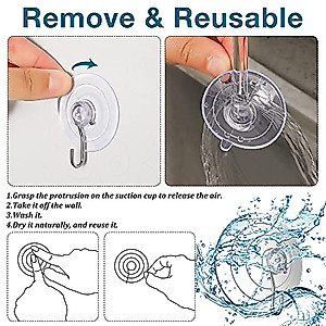 Blulu 20 Pieces Clear Suction Cups Hooks for Glass 2.4 Inch Reusable Window Suction Cups 7 lb Vacuum Suction Hooks Wreath Hanger Hooks for Towel Glass Window Door Mirror Table