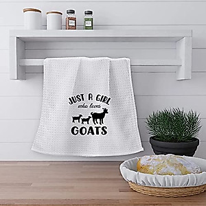 OHSUL Just A Girl Who Loves Goats Highly Absorbent Kitchen Towels Dish Towels Dish Cloth,Funny Goat Silhouette Hand Towels Tea Towel for Bathroom Kitchen Decor,Goat Lovers Farm Girls Gifts