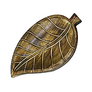 Ajuny Decorative Wooden Tray Platter for Serving Snacks Fruits Hand Carving Home Gifts