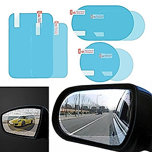 2PCS Film Anti Rain Water Repellent Film Car Mirror Window Clear Films Anti Dazzle Rearview Mirror Anti Fog Rainproof Film (Elliptic-110x85mm)