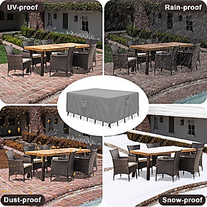 PureFit Patio Furniture Covers, Outdoor Table Furniture Cover Waterproof Rectangle, Patio Sectional Couch Set Cover for Deck, Lawn and Backyard, UV Resistant, 90"L x 64"W x 28"H, Gray