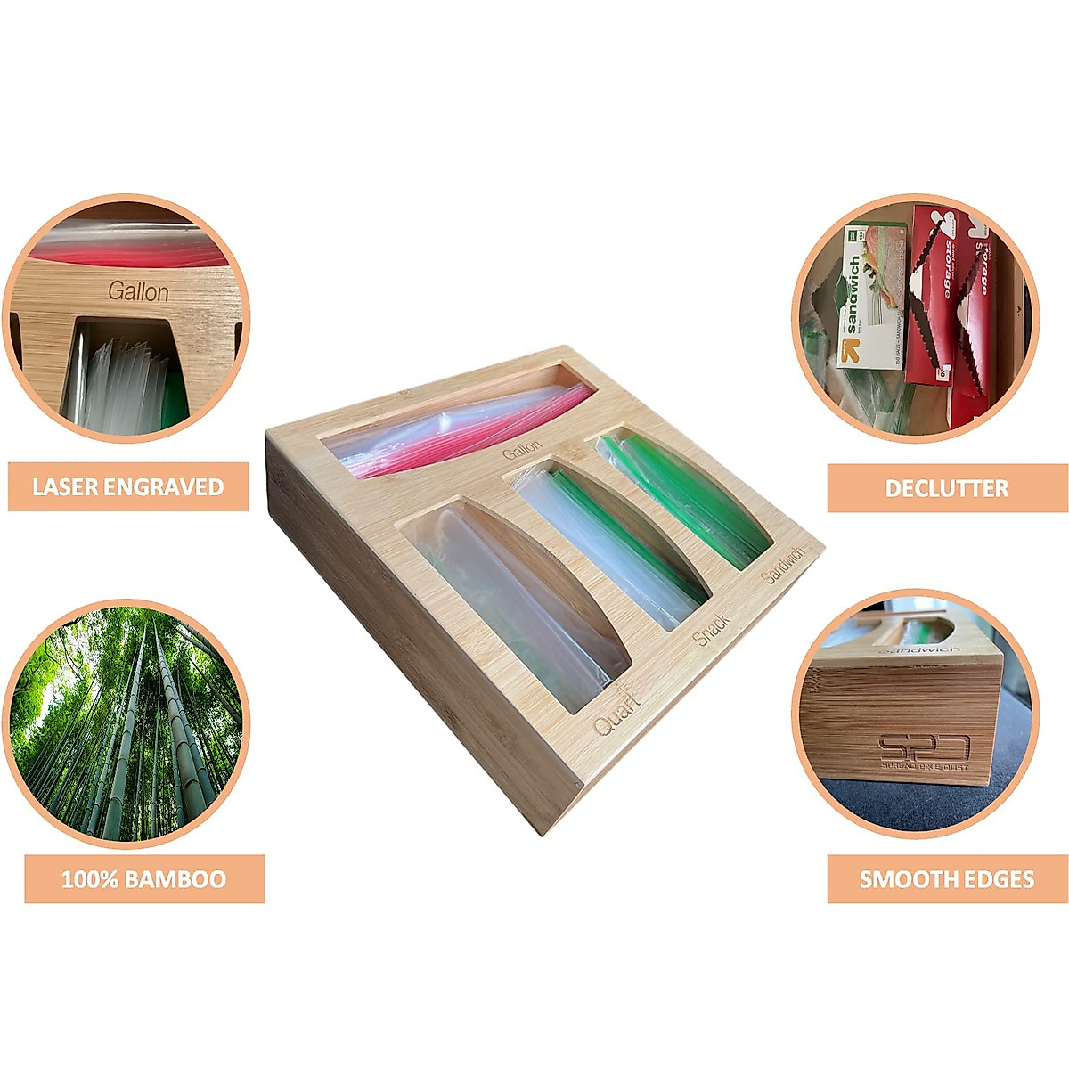 Spread Pixie Dust Bamboo Kitchen Caddy, Rustic Whimsical, Brown