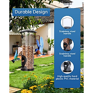 Ahig Tube Bird Feeder with 2 Feeding Ports for Outdoors Hanging,Premium Hard Plastic&Steel Hanger,Weatherproof,Attracting Wild Birds,Yard Decoration,Gift for Bird Lovers