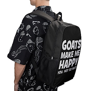 Goats Make ME Happy Travel Backpack Casual 17 Inch Large Daypack Shoulder Bag with Adjustable Shoulder Straps