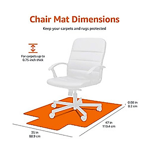 Amazon Basics Polycarbonate Office Chair Mat with Lip for Low to Medium Pile Carpet, ‎Rectangular, Clear, 47" x 35"