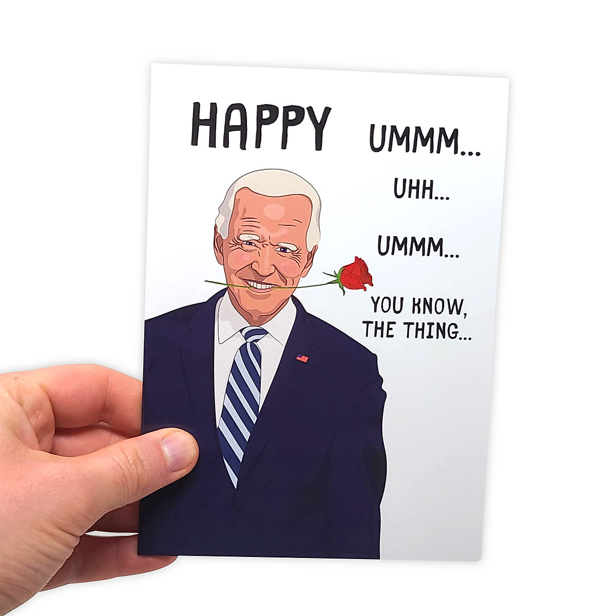 Sleazy Greetings: Funny Romantic Card, Joe Biden Stuttering, Blank Inside, 5x7 Inches, Made in USA