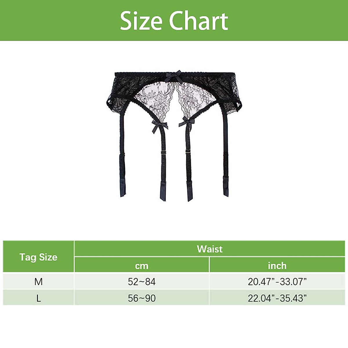 Confonze Women Lace Garter Belt Sexy Suspender Belts for Thigh High Stockings (Large, Black2)