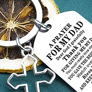 Christmas Gifts For Dad Stocking Stuffers For Men Prayer For My Dad Keychain Father’s Day Birthday Gift For Dad Best Dad Gift From Son Daughter Christian Religious Keychain Cross Keychain Bonus Dad
