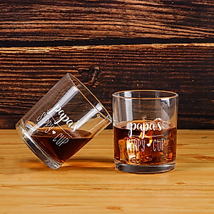 Modwnfy Papa’s Sippy Cup Whiskey Glass, Father’s Old Fashioned Glass, Scotch Glass on Father’s Day, Birthday, Christmas for Dad, Father, Daddy, Husband, Him, 10 Oz