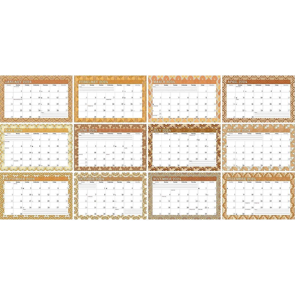 2024 Photo Frame Wall Spiral-bound Calendar (Add Your Own Photos) - 12 Months Desktop/Wall Calendar/Planner - (Edition #09)