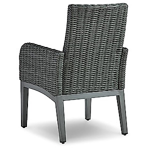 Signature Design by Ashley Elite Park Casual Outdoor Resin Wicker Arm Chair with Cushion, 2 Count, Gray