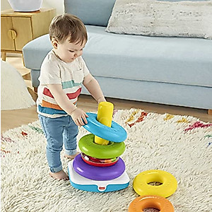 Fisher-Price Giant Rock-a-Stack Baby Toy, 14+ Inches Tall, Multi-Color Ring Stacking Toy for Infants and Toddlers