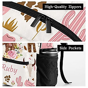 Deven Cowgirl Wild Floral Horse Personalized Kids Backpack for Boy/Girl Teen Primary School Daypack Travel Bag Bookbag