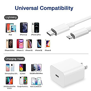 【MFi Certified】 iPhone Fast Charger 2Pack 20W PD USB C Wall Charger with 6.6FT&10FT USB C to L ightning Cable Fast Charging Adapter for iPhone 14/14Plus/14 Pro/14 Pro Max/13/13 Pro/13 Pro Max/12